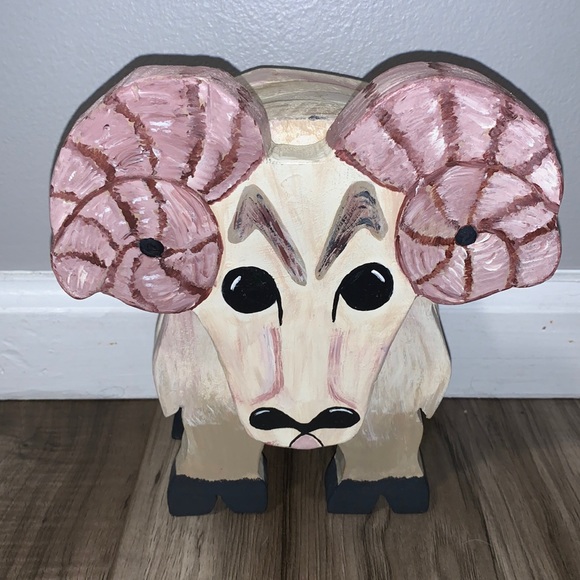 Hand Crafted | Accents | Handmade Wooden Ram Statue | Poshmark